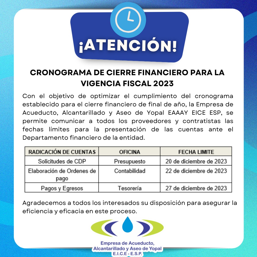 Cronograma de Cierre Financiero 2023